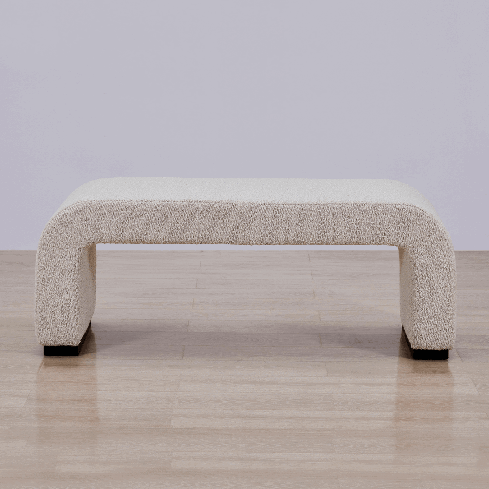 Arch Bench Ottoman in Ivory Bouclé, 60-120cm Sizes