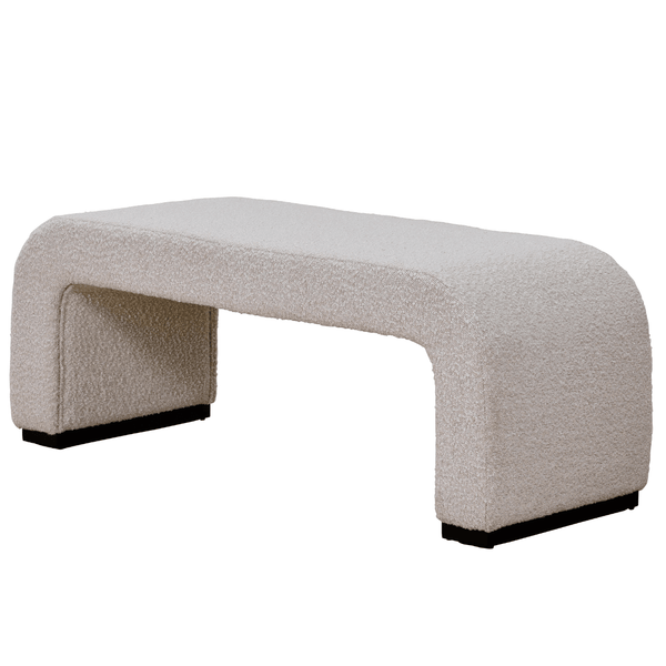 Arch Bench Ottoman in Ivory Bouclé, 60-120cm Sizes