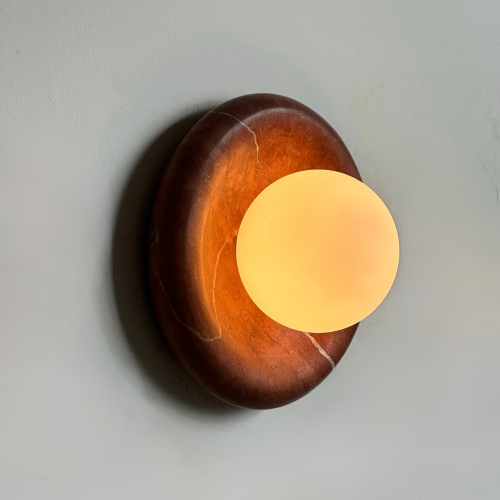 Buy Luna Sconce Wall Light with Rojo Cehegin Marble