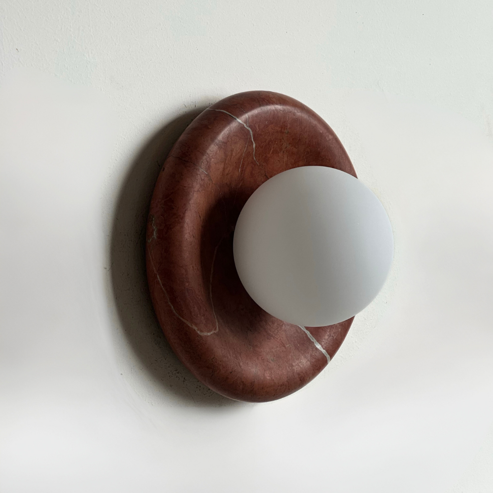 Buy Luna Sconce Wall Light with Rojo Cehegin Marble